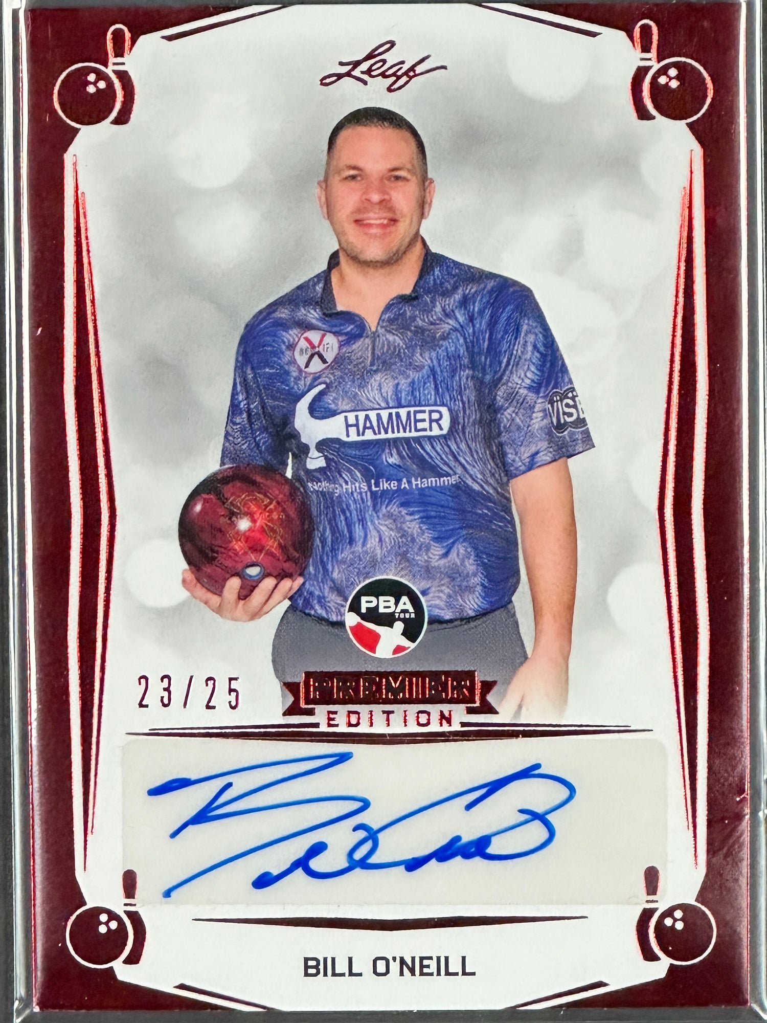 2023 Leaf PBA Trading Card Bill O'Neill Red Auto /25 SP – Inside Bowling